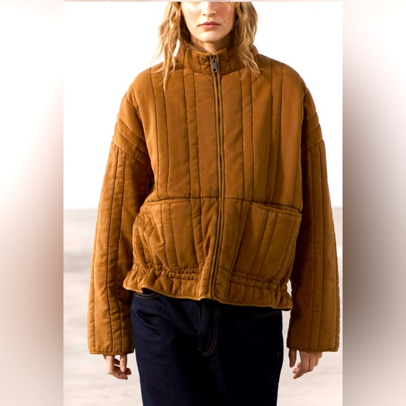 Zara | Jackets & Coats | Nwt Zara Size Medium Washed Effect Quilted ...